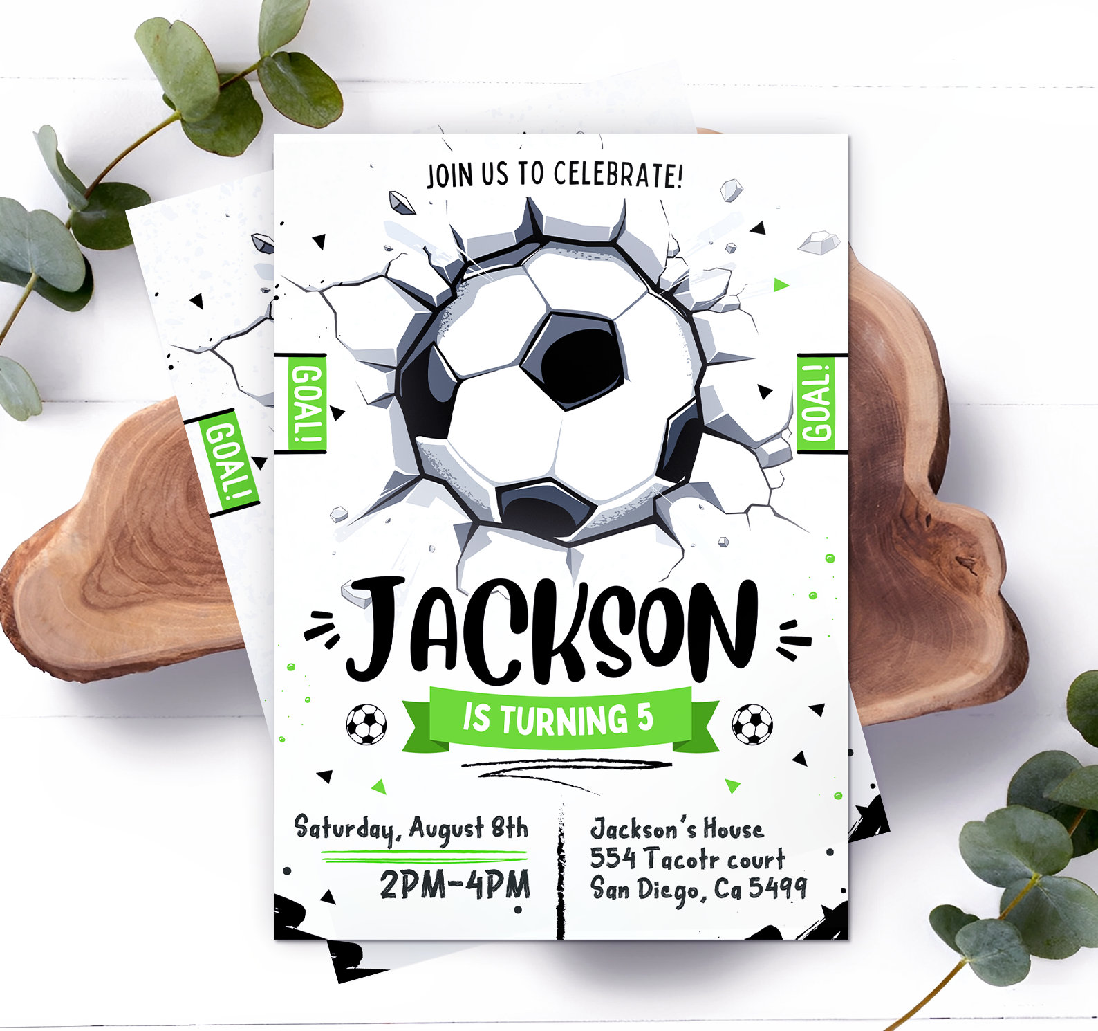 Plantilla editable de invitación de cumpleaños de fútbol - Etsy España