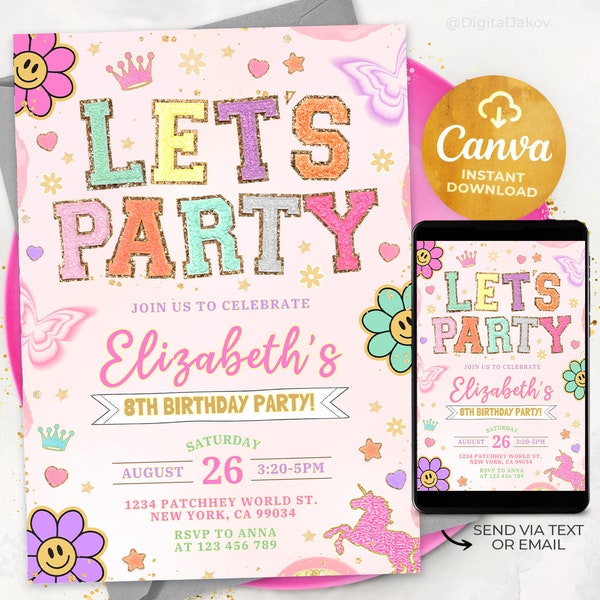 Preppy Patch Birthday Invitation - Etsy