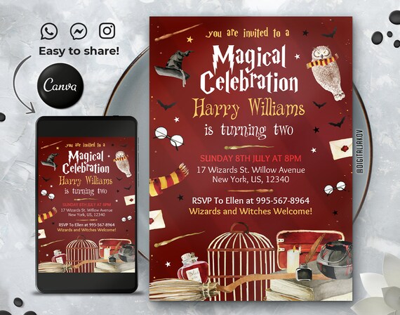Editable Wizard Invitation Template, Printable Birthday Party ...