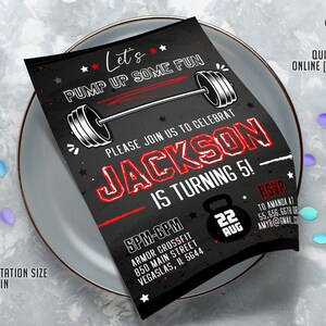 Editable Fitness Gym Birthday Invitation, Printable Birthday Party ...