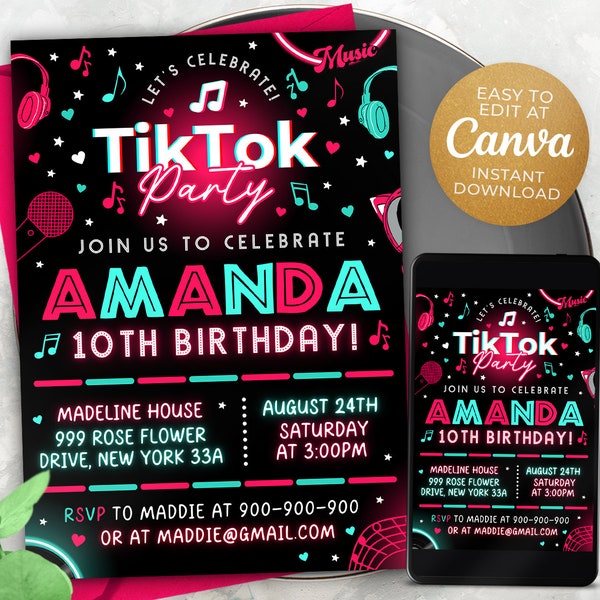 Tik Tok Party Invitations - Etsy