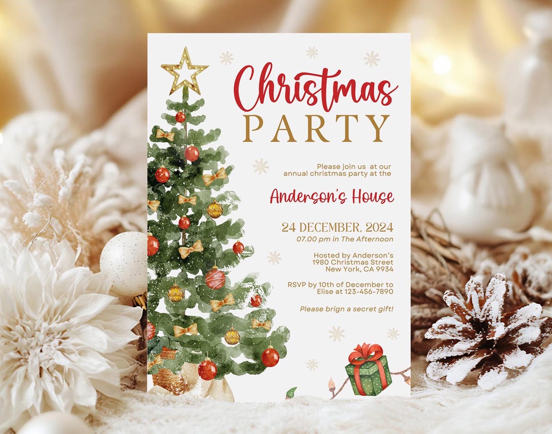 Christmas Party Invitation, Holiday Party Invitation, Christmas Party ...