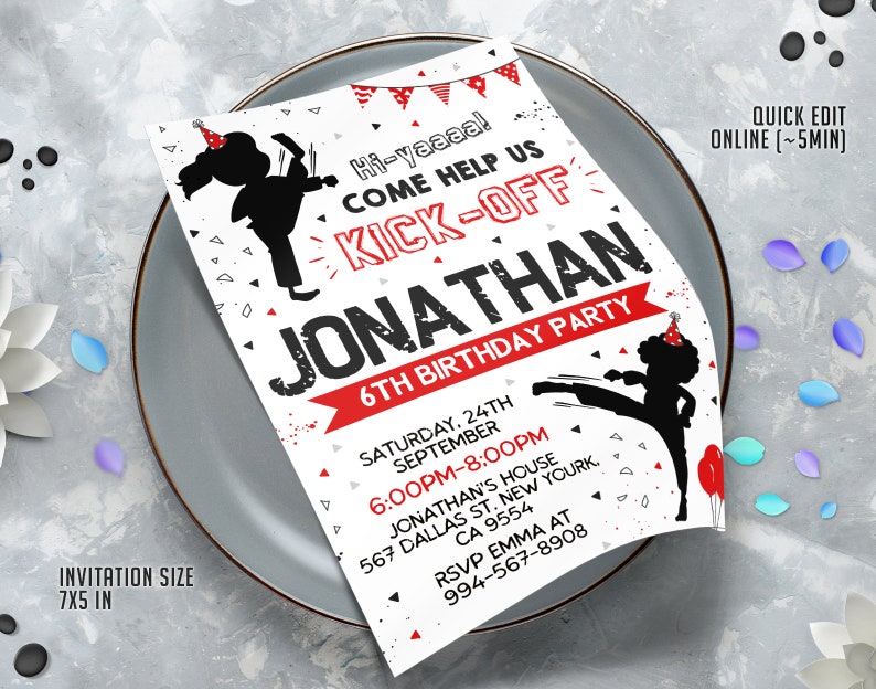 Editable Karate Invitation Template Printable Birthday Party - Etsy