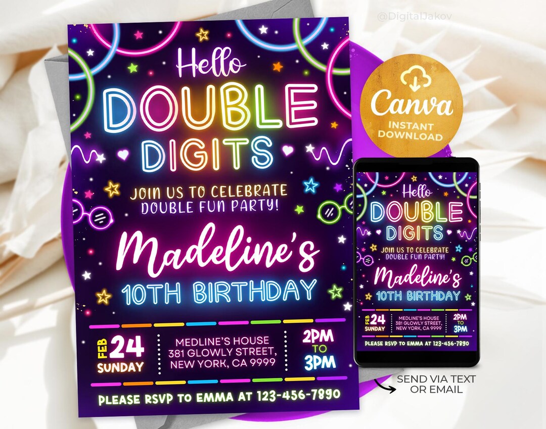 Hello Double Digits Invitation, Double Digits Invitation, Peace Out ...