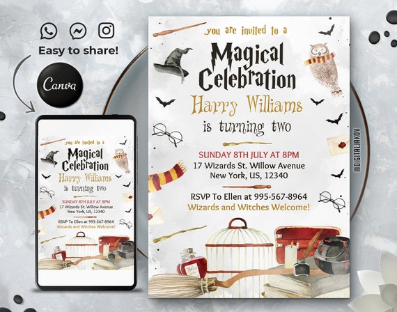 Editable Wizard Invitation Template, Printable Birthday Party ...