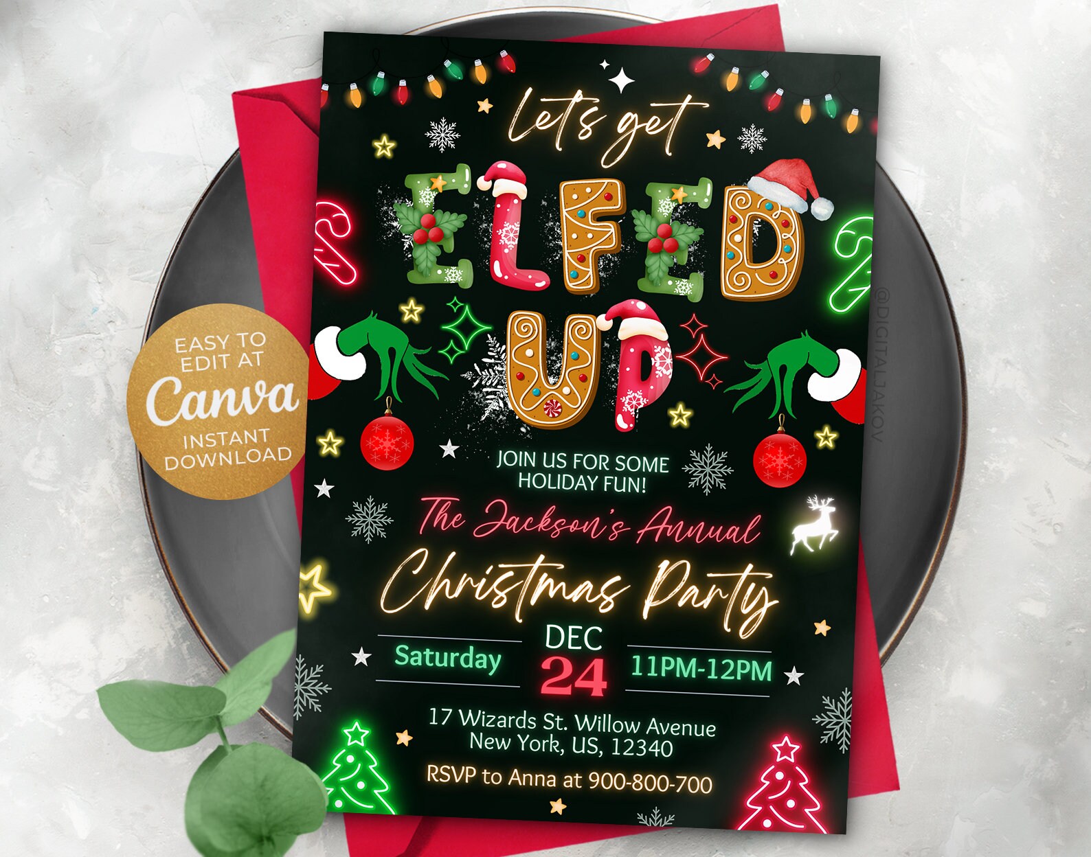 Let's Get Elfed up Invitation, Funny Christmas Invitation, Friendsmas ...