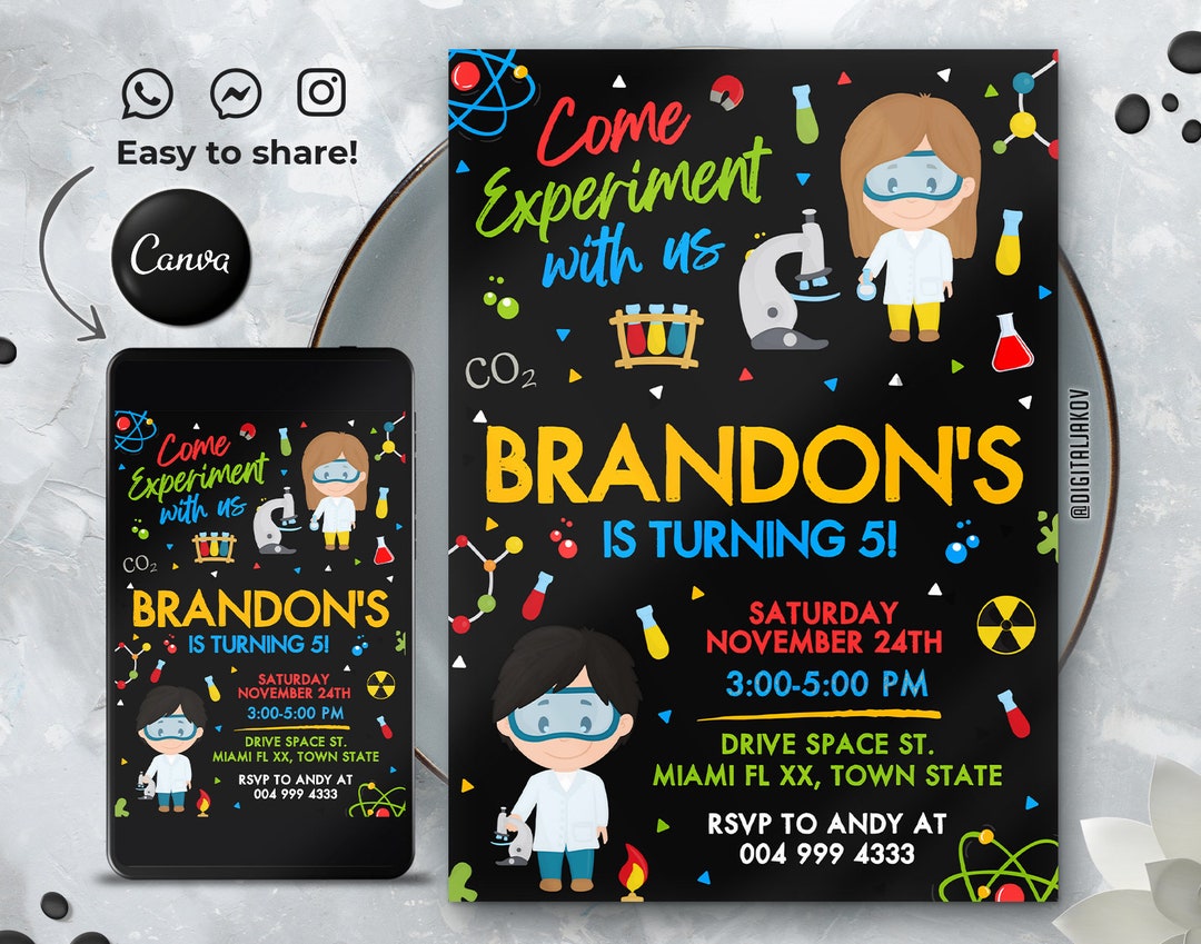 Editable Science Invitation Science Birthday Invitation 5x7 - Etsy