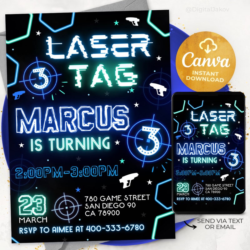 Laser Tag Invites - Etsy