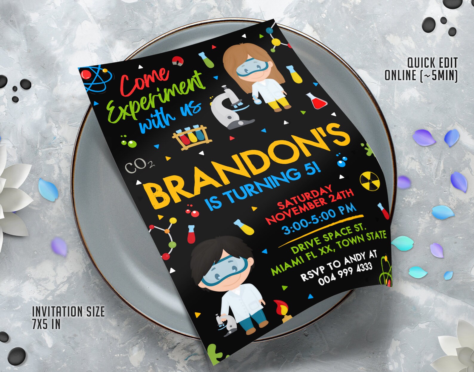 Editable Science Invitation Science Birthday Invitation 5x7 - Etsy