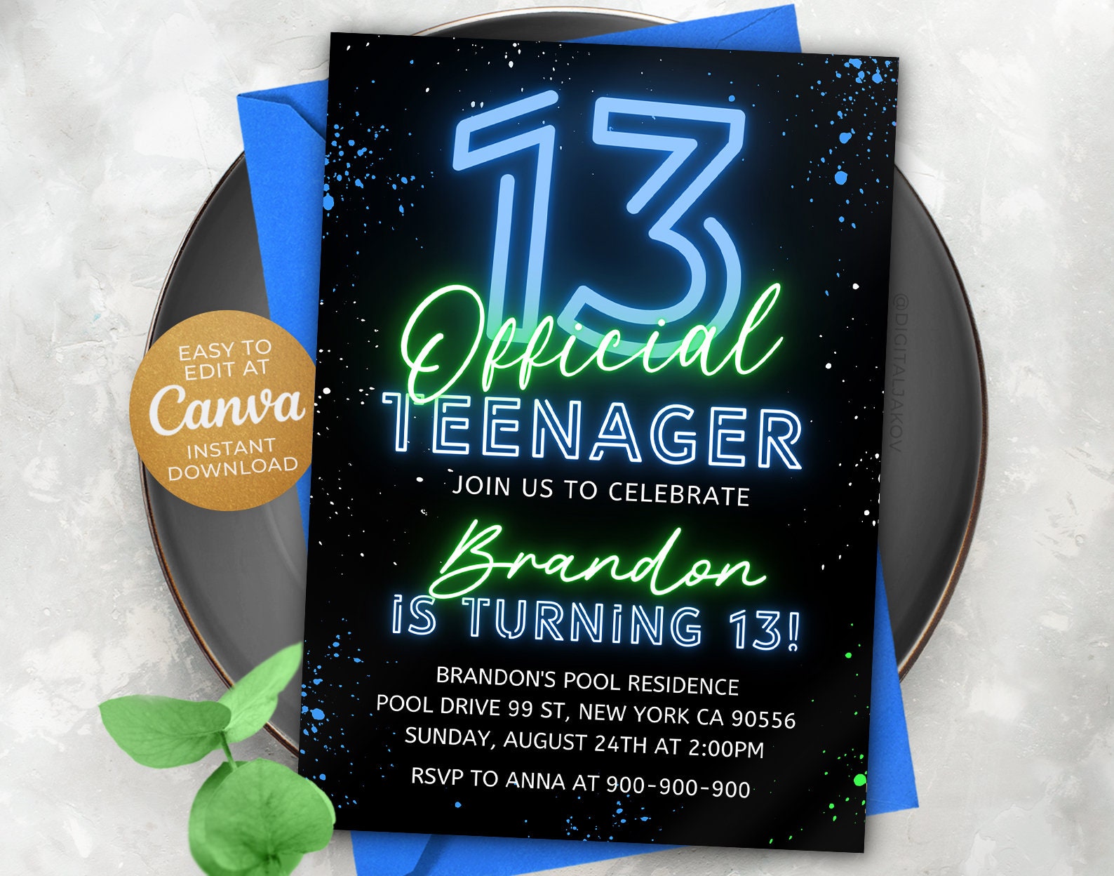 13th Boy Birthday Invitation, 13th Invitation, Official Teenager ...