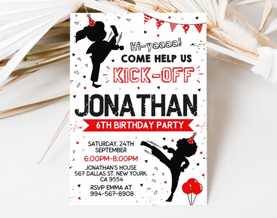 Printable Karate Invitations Martial Arts Birthday Party Invitation