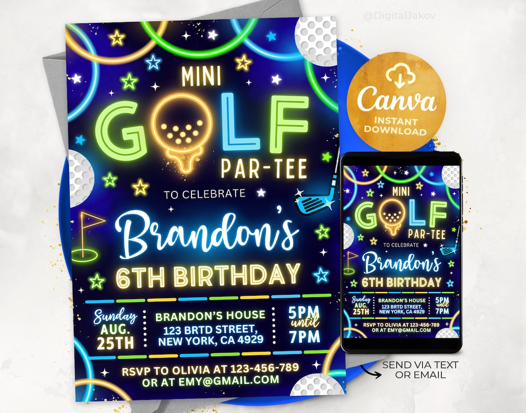 Mini Golf Birthday Invitation, Golf Party Invites Boy Girl Mini Golf ...