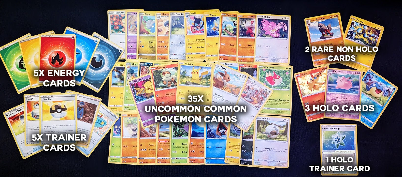 50 Pokemon Cards Bulk Pack Rare & Shiny Foil Holo Cards Guaranteed No ...