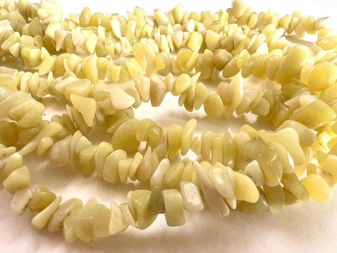 Vintage Natural Lemon Jade Nephrite Chip Beaded 2 Long Necklace ...