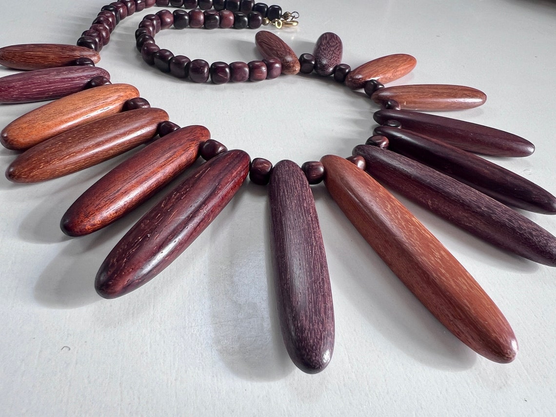 Vintage African Wood Bead Necklace: Chunky Organic Statement Jewelry - Etsy