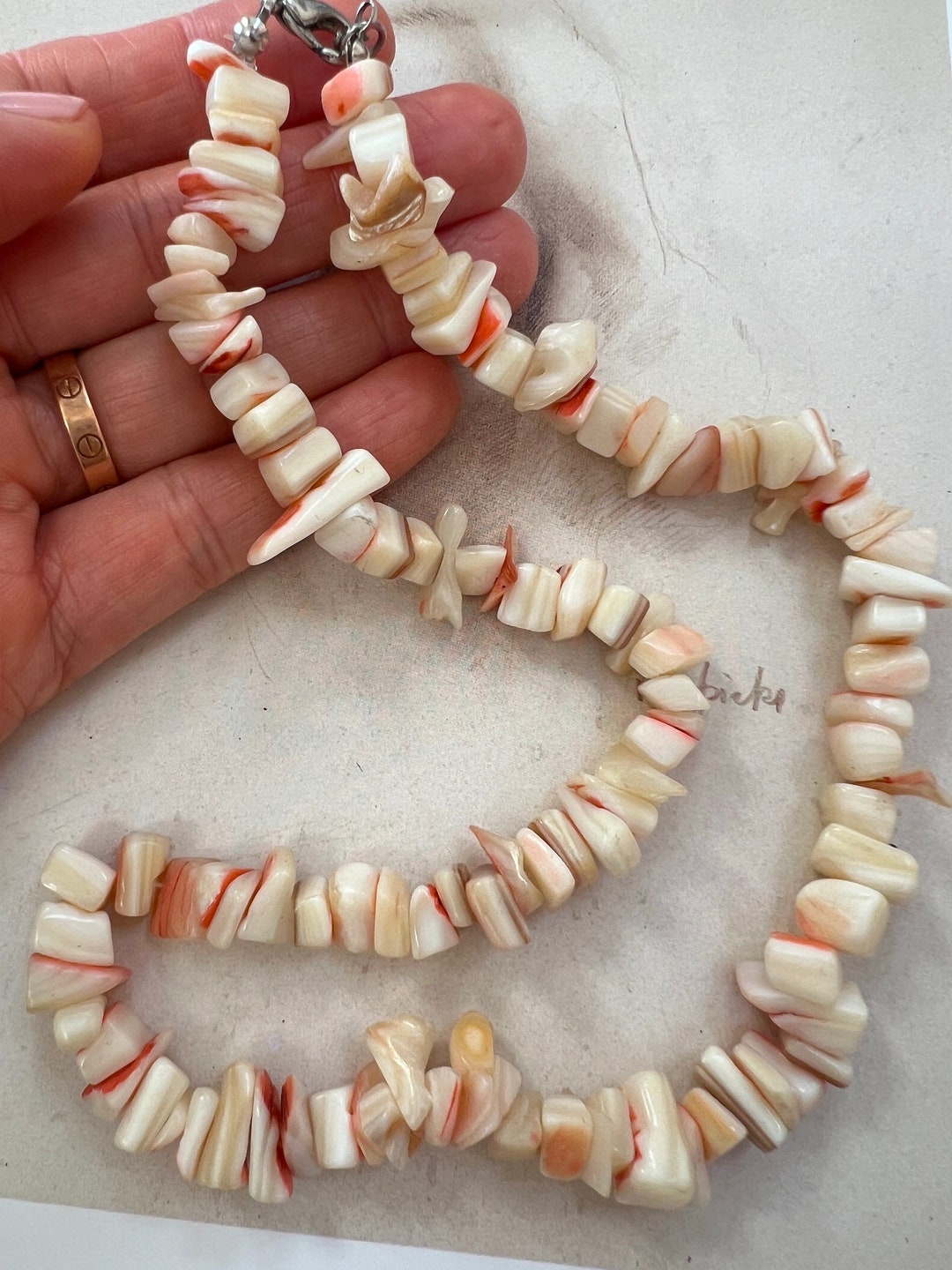 Vintage Natural Puka Shell Chip Beadednecklace 1990s Handmade Gift for ...