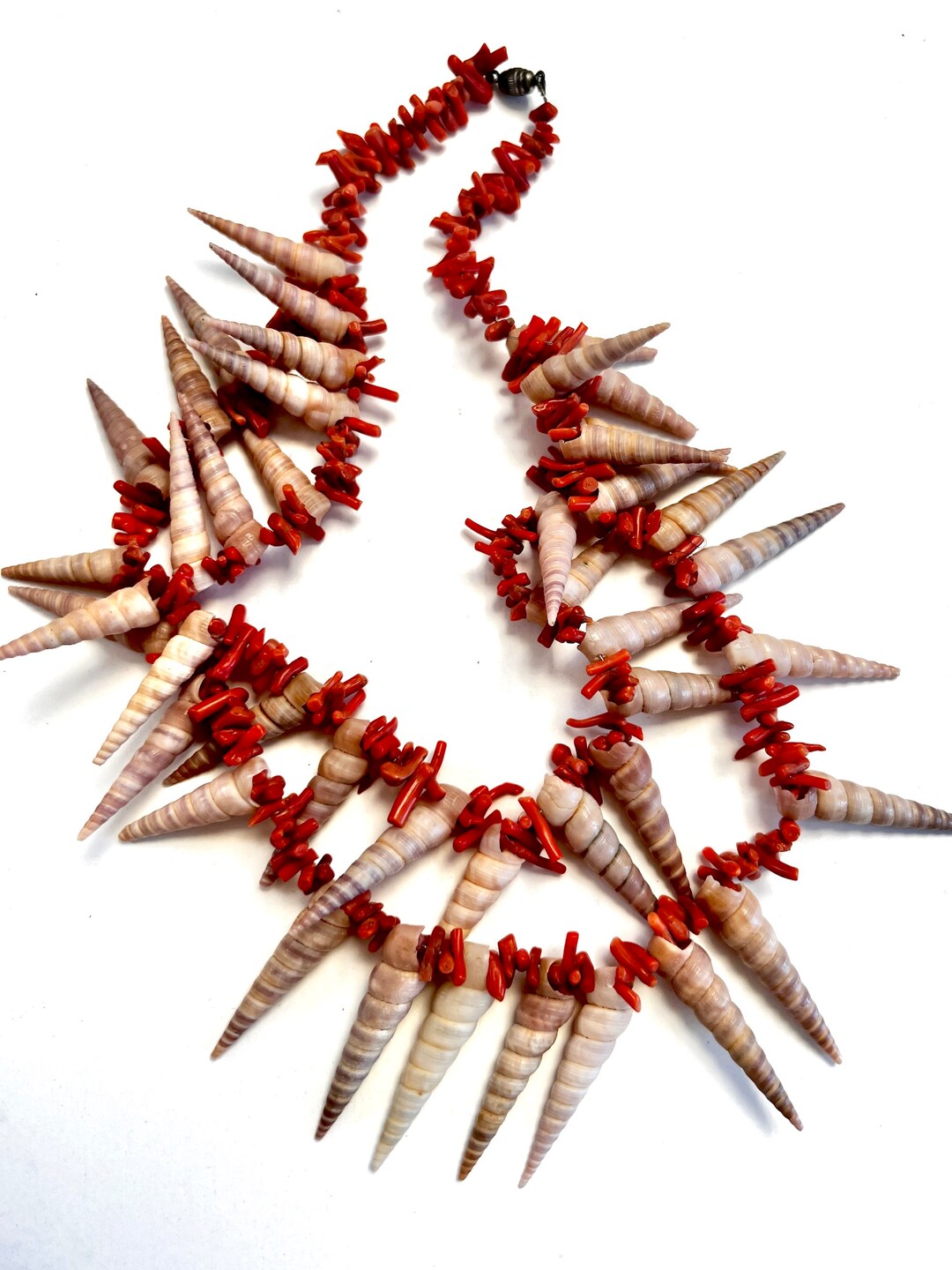 Antique Victorian Orange Carol Purple Shell Necklace Authentic Handmade ...