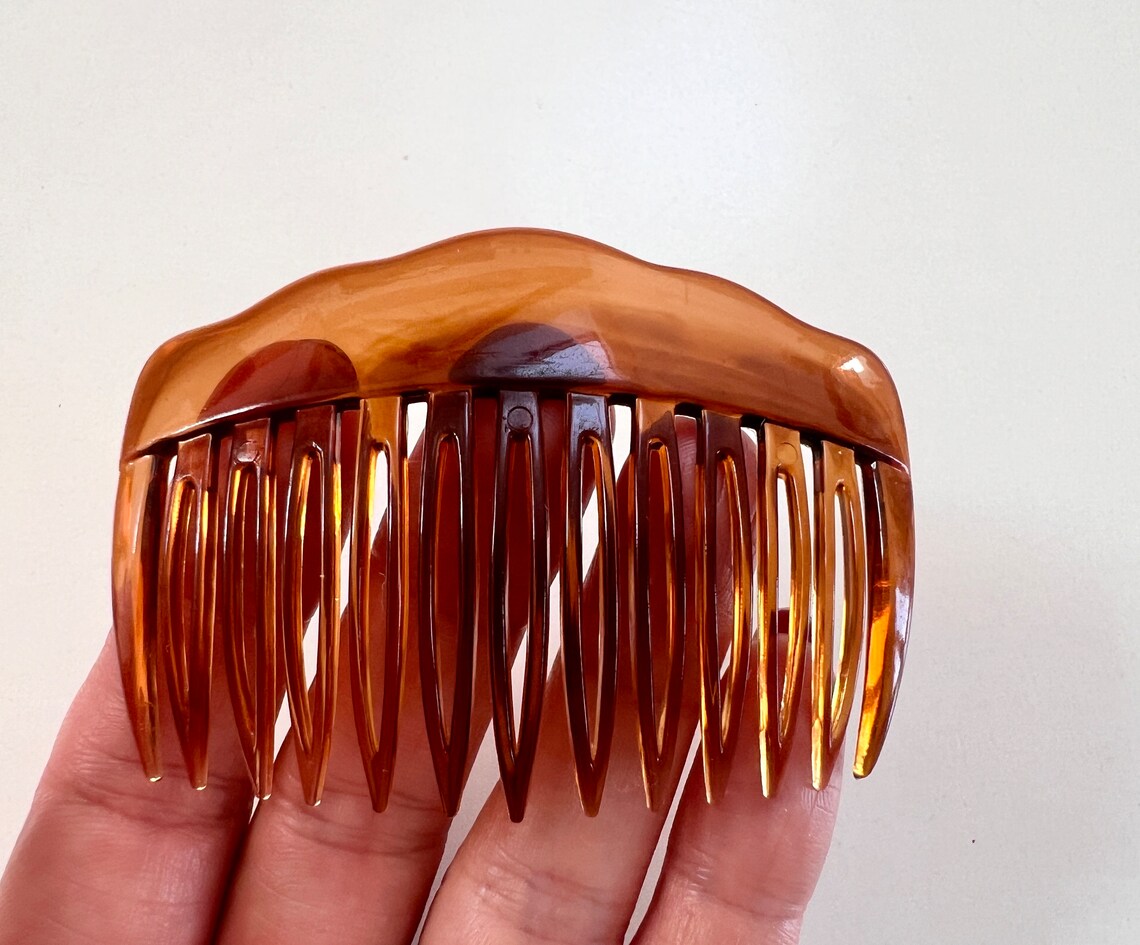 Vintage French Faux Tortoise Shell Hair Side Comb Brown Celluloid ...