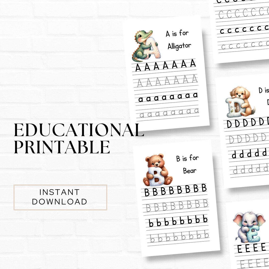 Alphabet Animal Educational Printable for Preschoolers Handwriting ...