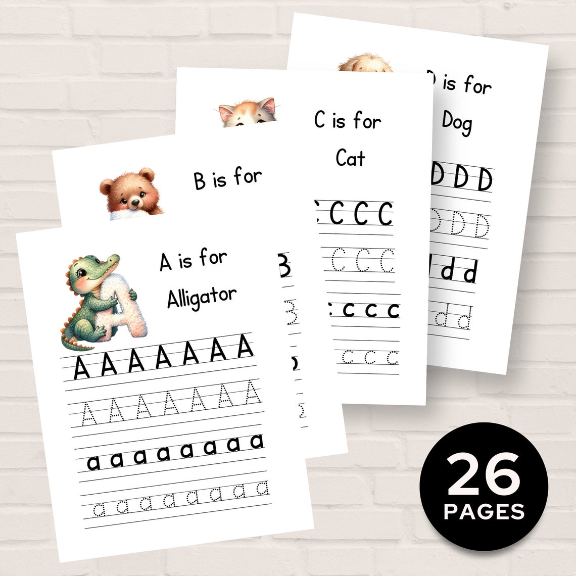 Alphabet Animal Educational Printable for Preschoolers Handwriting ...