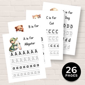 Alphabet Animal Educational Printable for Preschoolers Handwriting ...