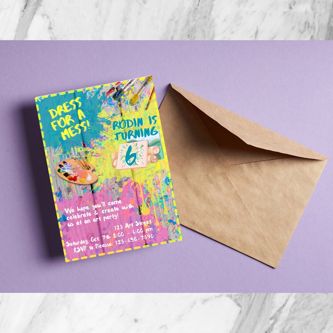 DIY Art Party Dress for A Mess DIY Invite - Etsy