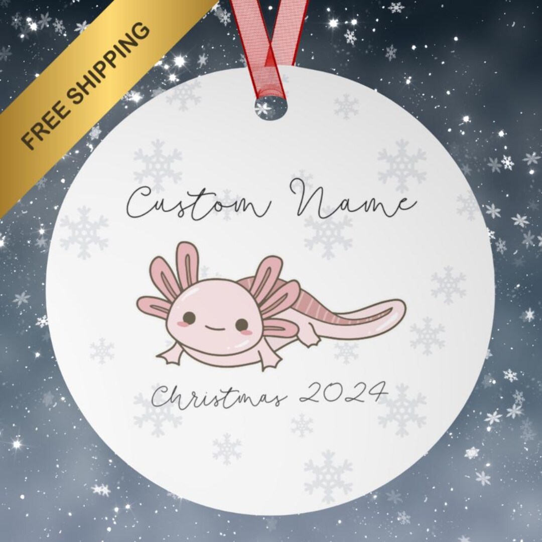 Custom Name Snowy Axolotl Tree Ornament - Etsy