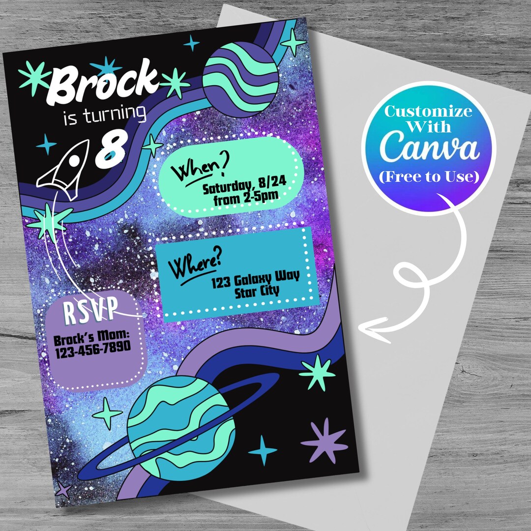 DIY Space Galaxy Party Invitation - Etsy