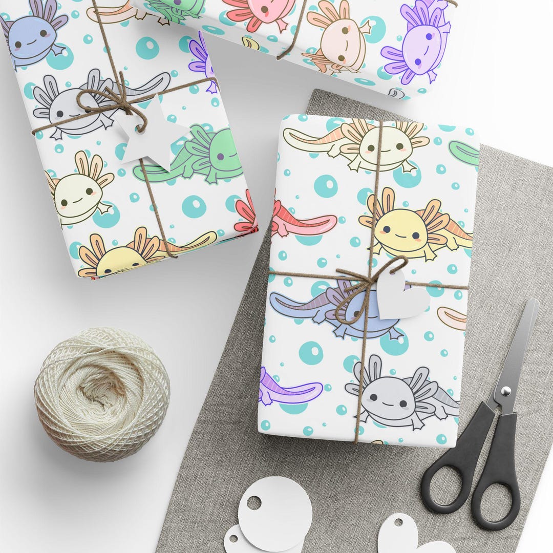 Rainbow Axolotl Wrapping Paper Roll - Etsy