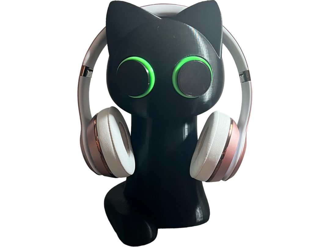 Cute Black Cat Headphone Stand | Kawaii | Cute Office Decor | Gaming ...