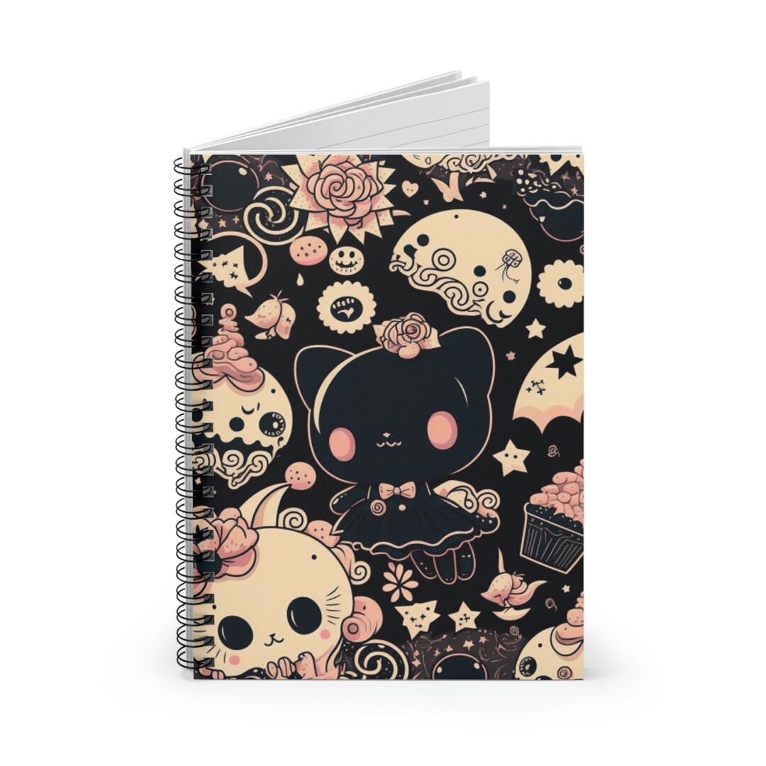 Cute Goth Cat Spiral Notebook, Goth Journal - Etsy
