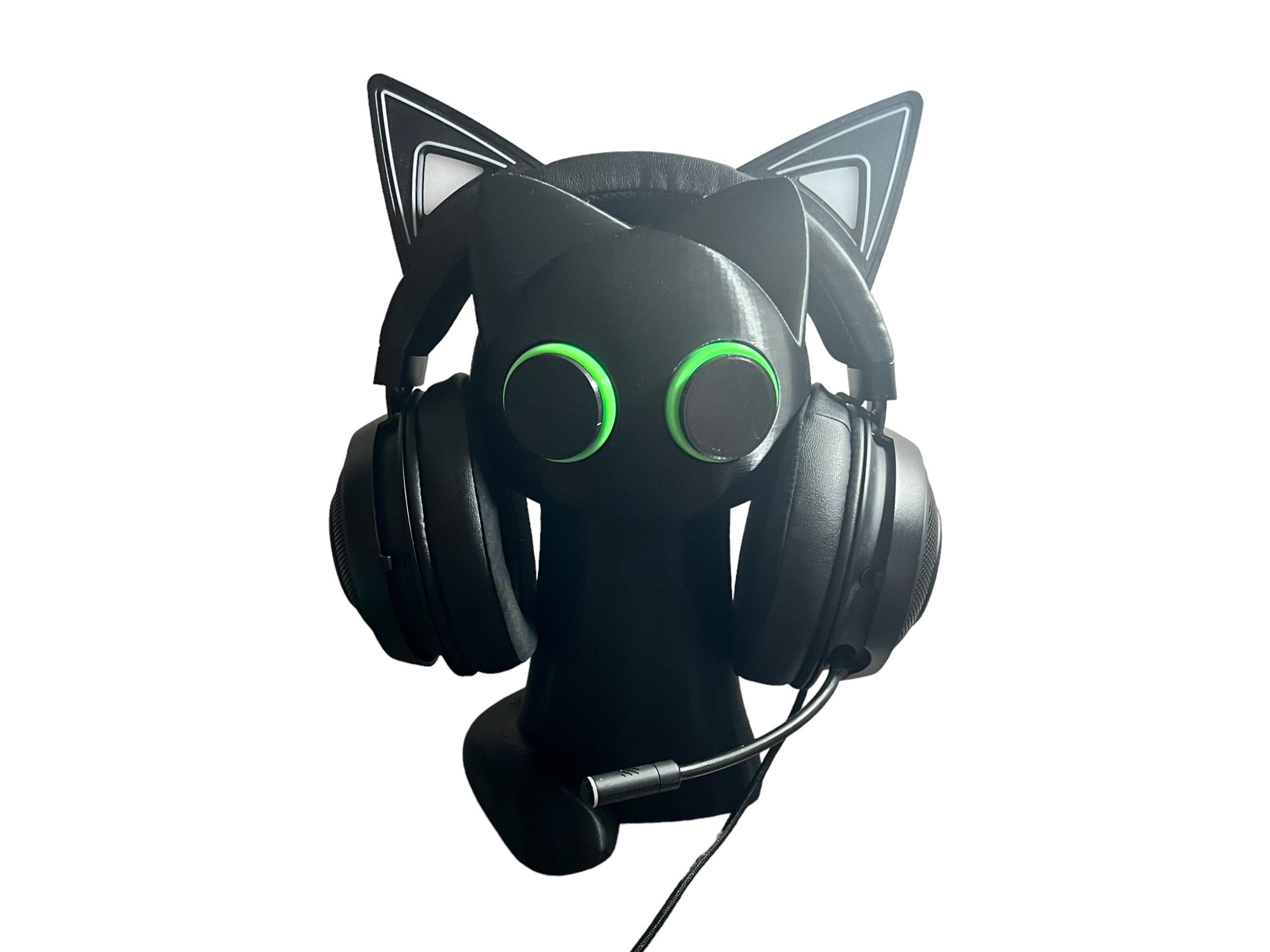 Cute Black Cat Headphone Stand | Kawaii | Cute Office Decor | Gaming ...