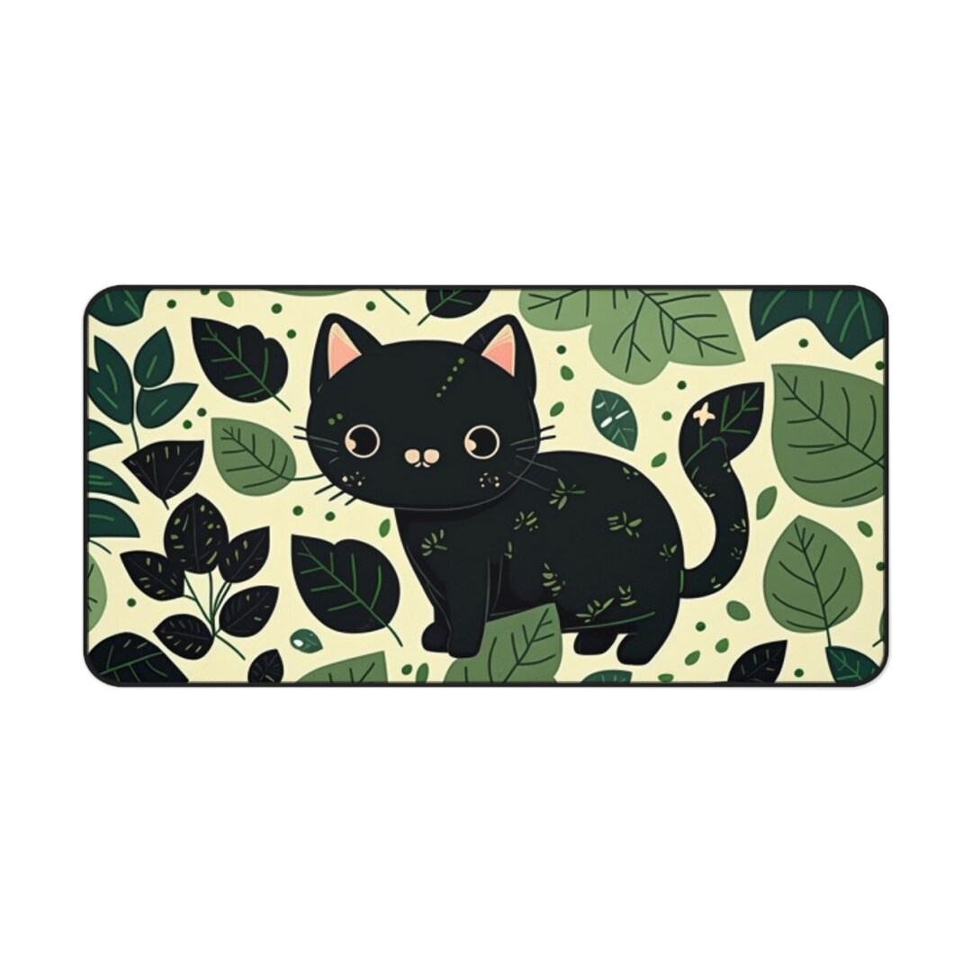 Cute Cat Gaming Desk Mat, Plants, Forest - Etsy
