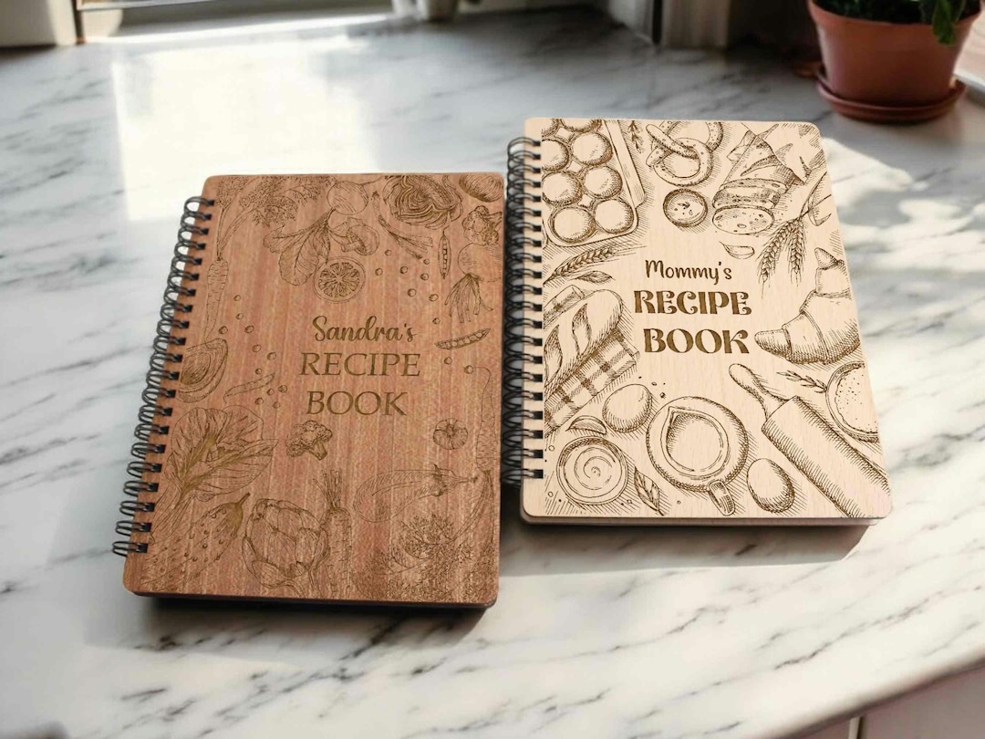 Personalized Wood Spiral Recipe Notebook Book Blank/lined Gift for Mom ...