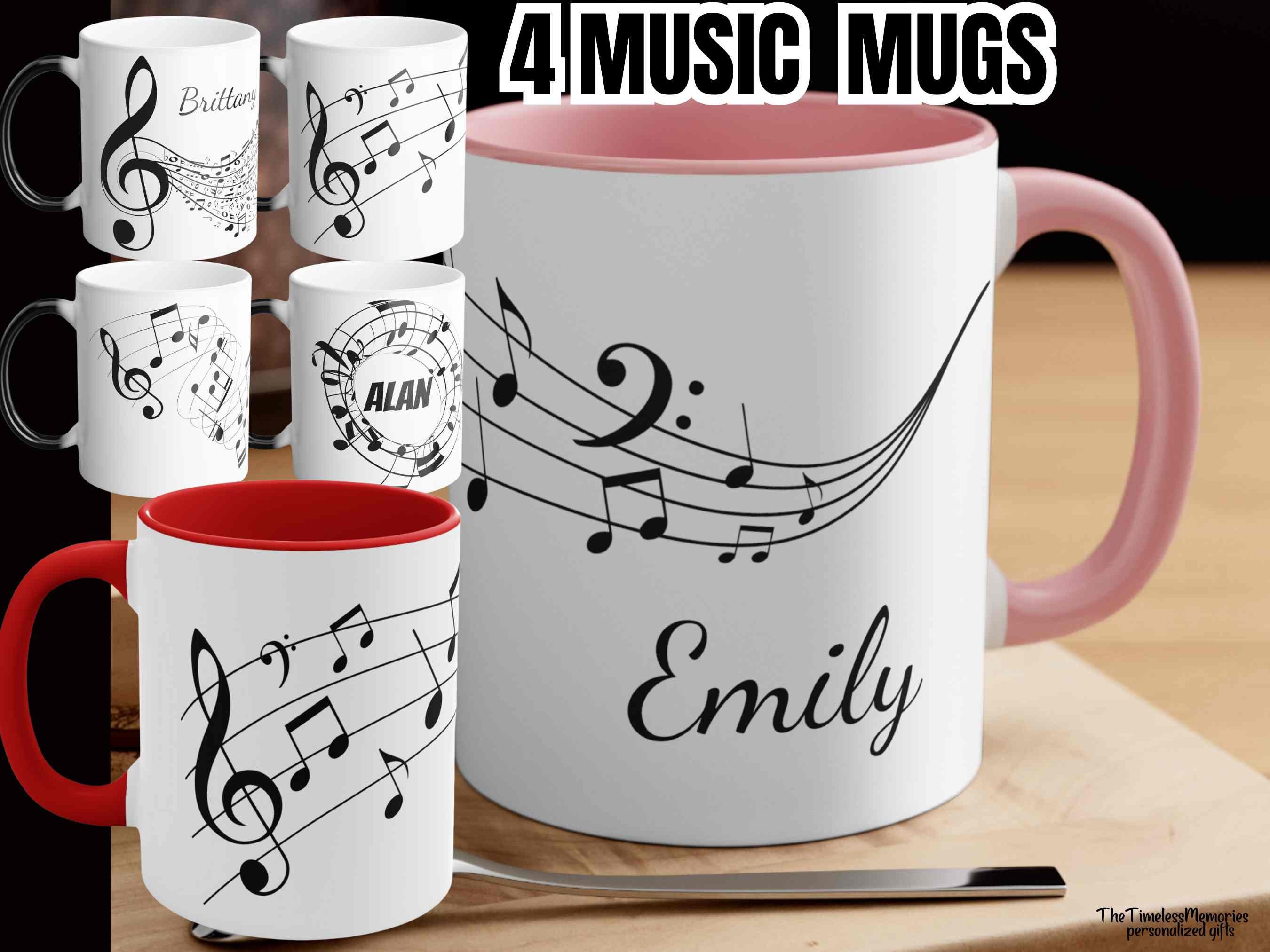 Personalised Music Lover Mug Custom Music Notes -mug Custom Music Lover ...