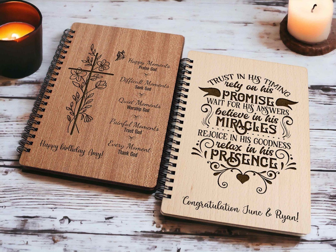 Personalized Christian Engraved Wood Notebook Religious for Women ...