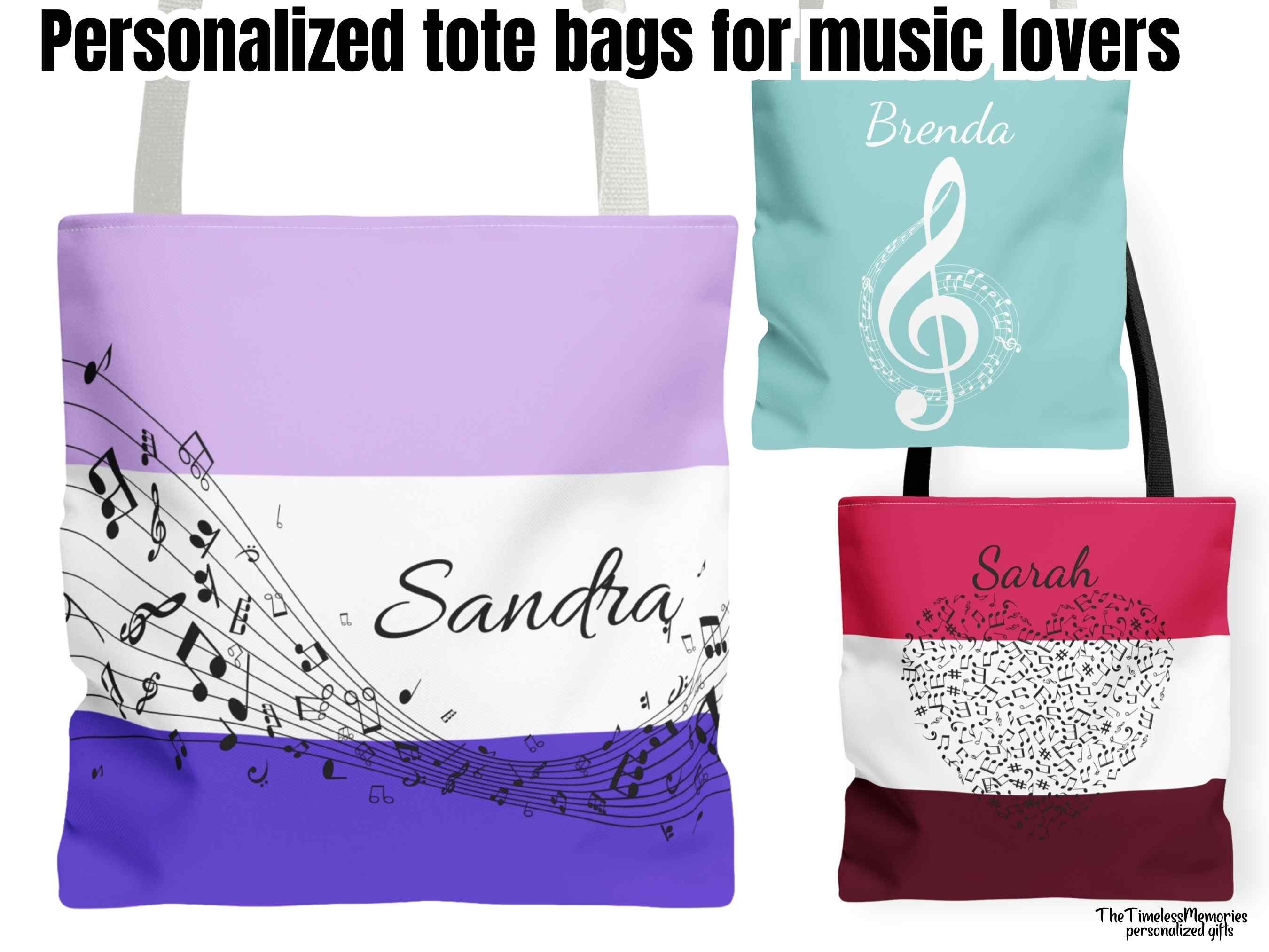 Custom Music Notes Tote Bag Custom Music Teacher Gift Teacher's ...
