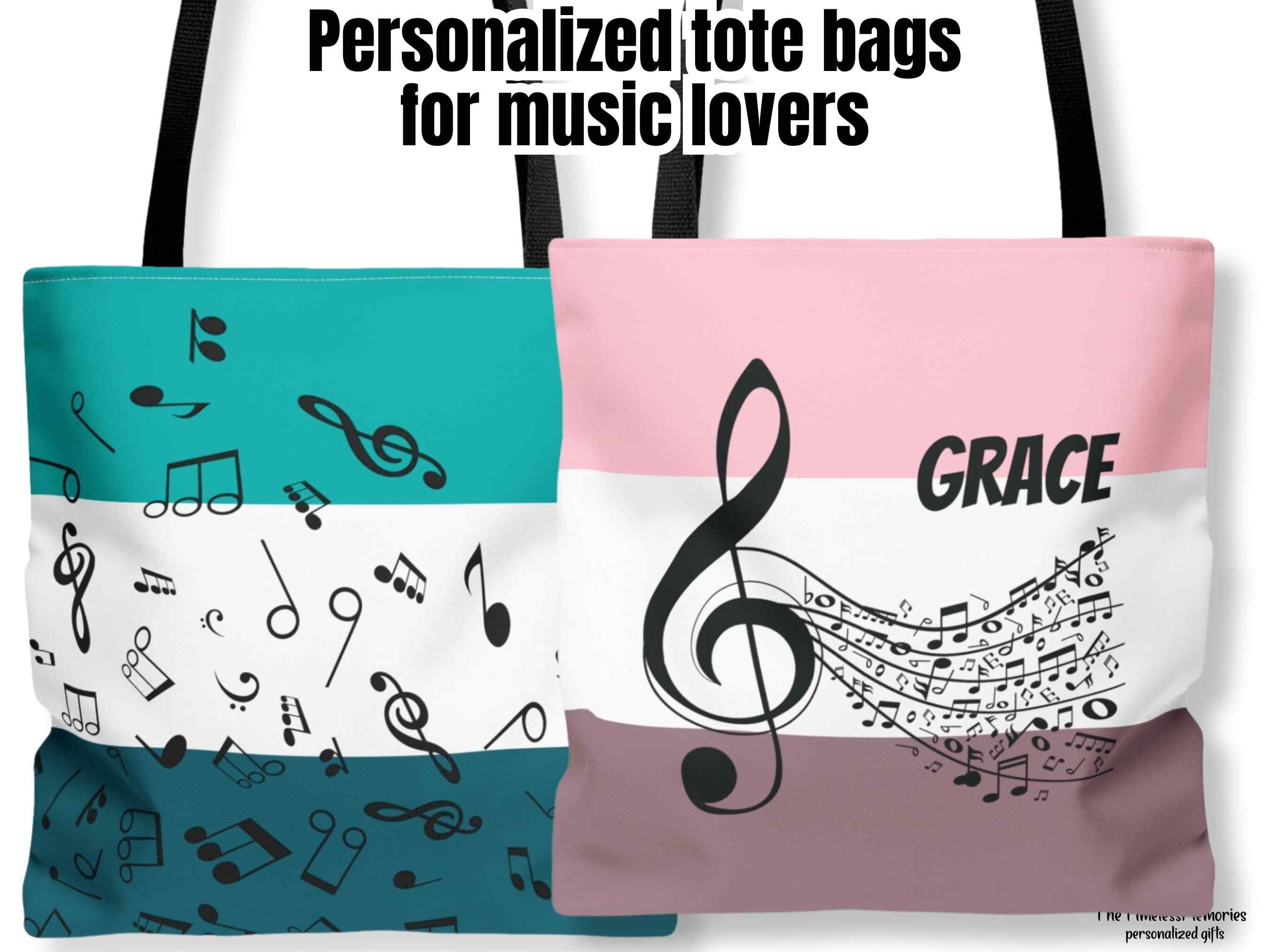 Custom Music Notes Tote Bag Custom Music Teacher Gift Teacher's ...