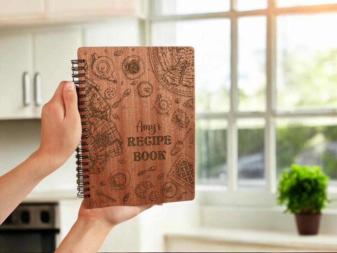 Personalized Wood Spiral Recipe Notebook Book Blank/lined Gift for Mom ...
