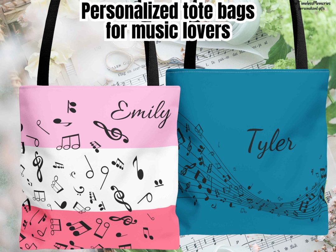 Custom Tote Bag for Music Lovers Gift Bag With Musical Notes Piano Gift ...