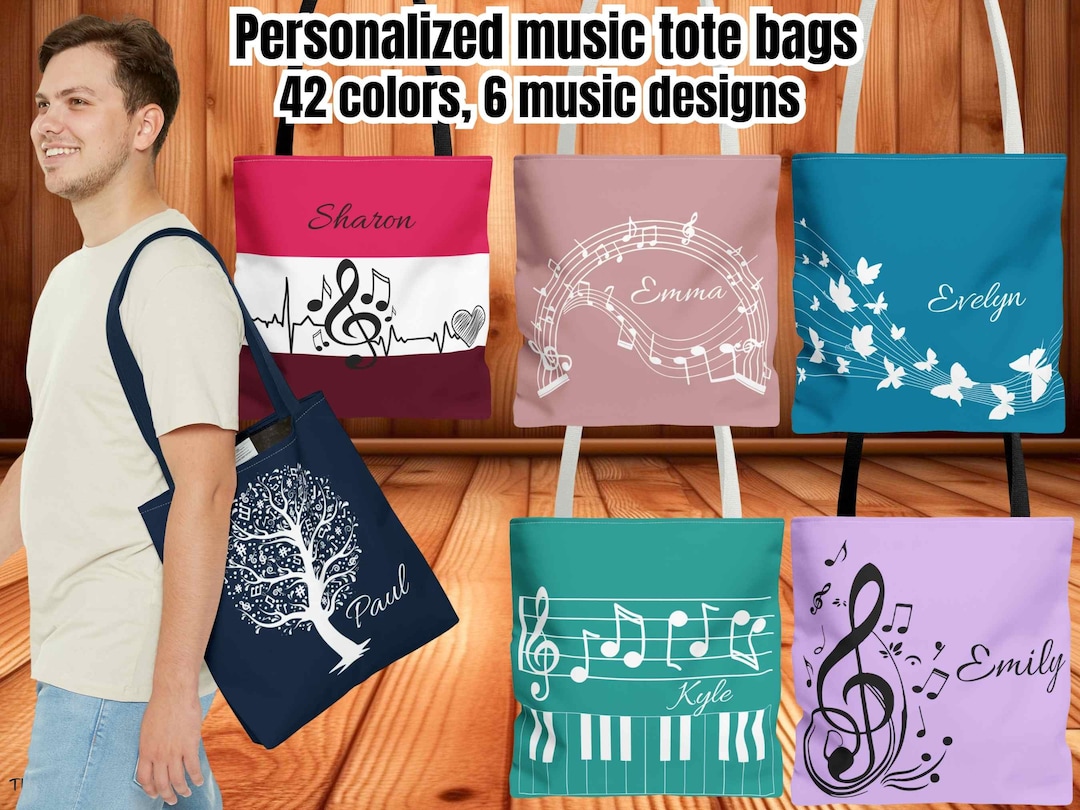 Custom Music Tote Bag Gift for Musicians Music Student Bags Music Bag ...
