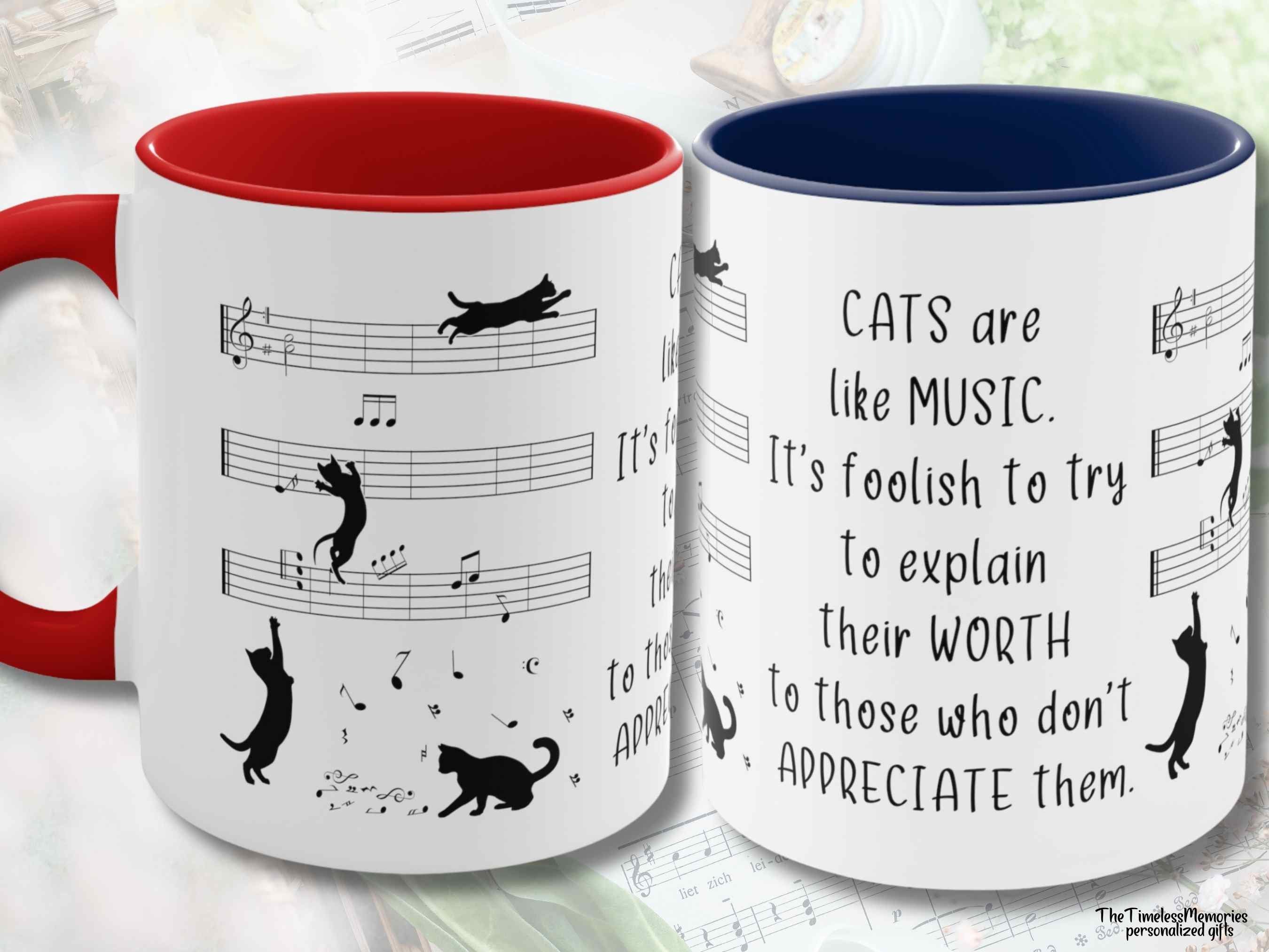 Cute Cats With Sheet Music Coffee Mug Gift for Piano Teacher Birds Tree ...