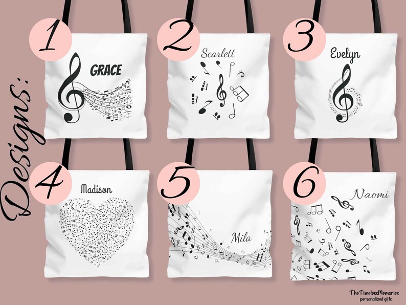 Personalized Musician Tote Bag Music Gift Bag Piano Gifts Violin Key ...