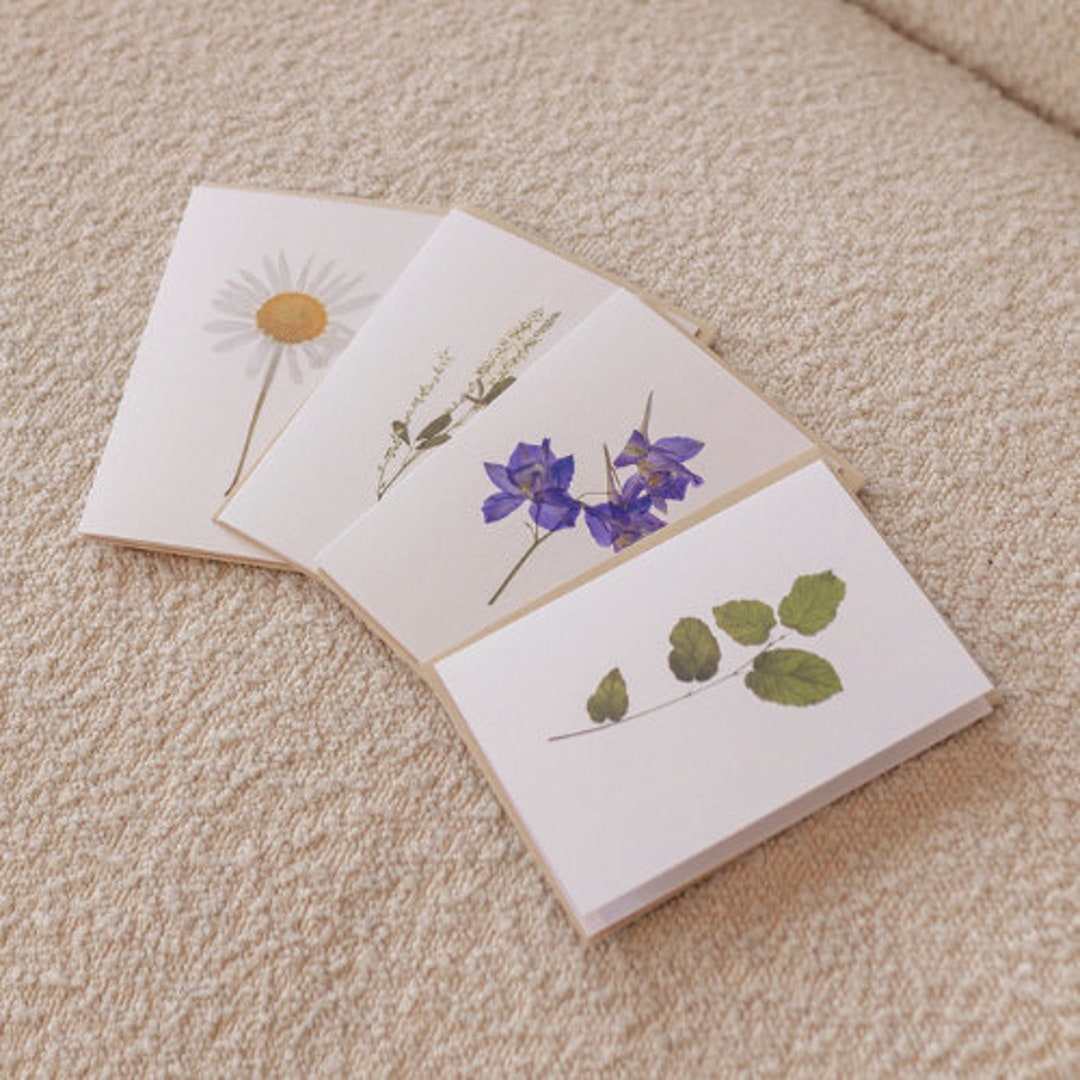 Pressed Flower Greeting Cards, Handmade Blank Notecard Set of 4 - Etsy ...