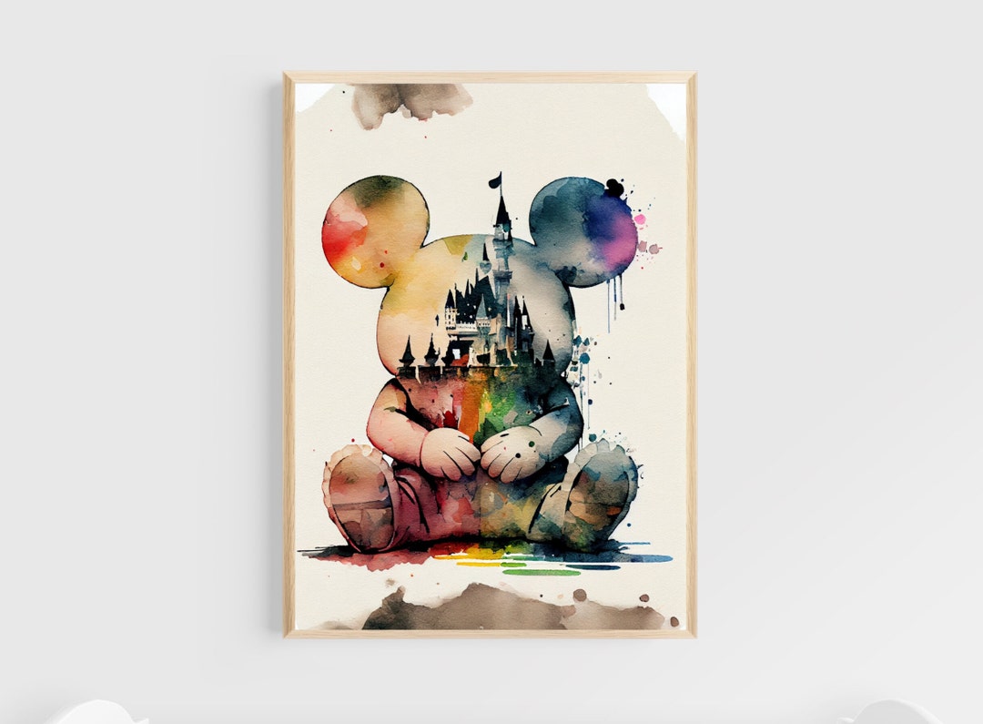 Mickey Mouse Poster, Watercolor Poster, Digital Print, Download ...