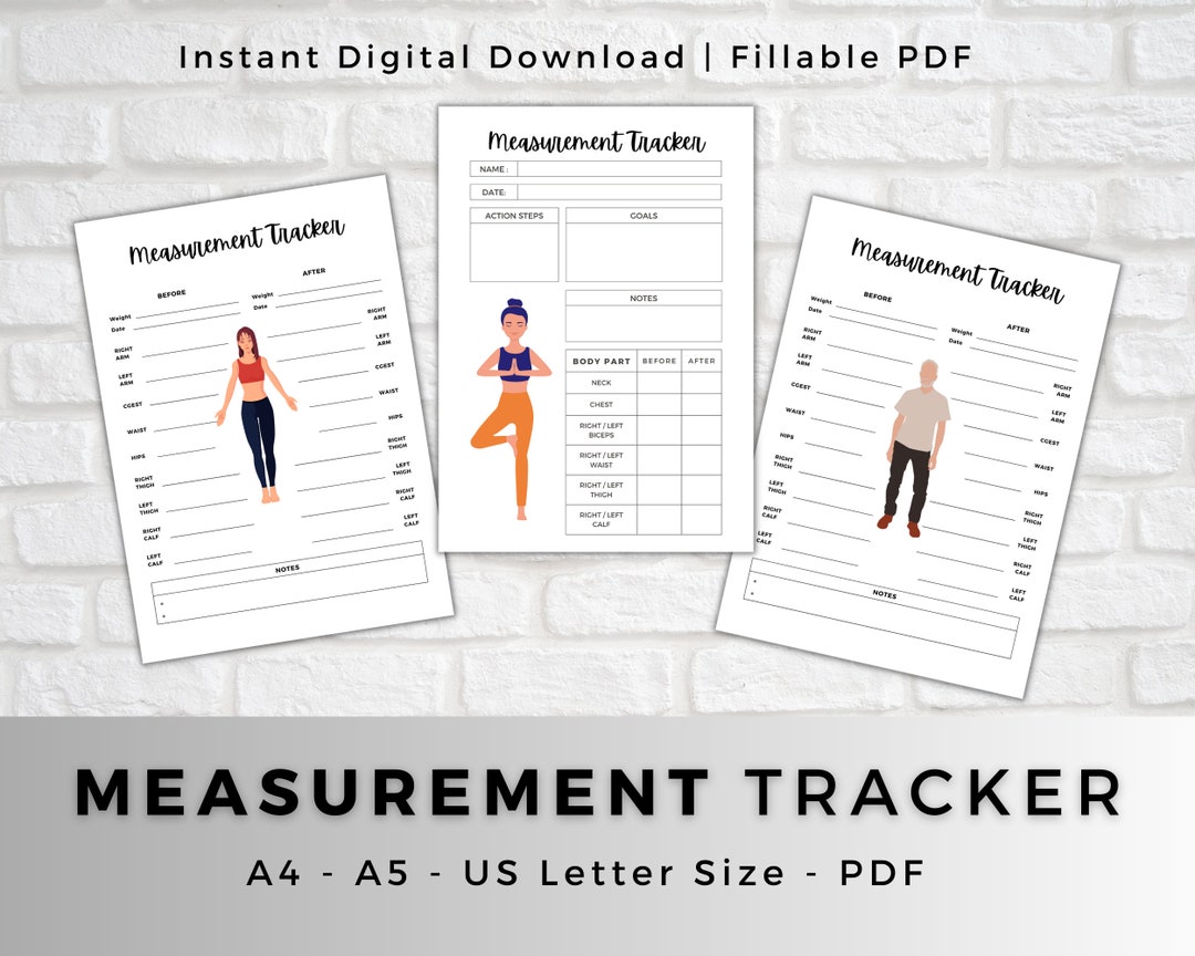 Printable Measurement Tracker Before and After Tracker Fitness - Etsy