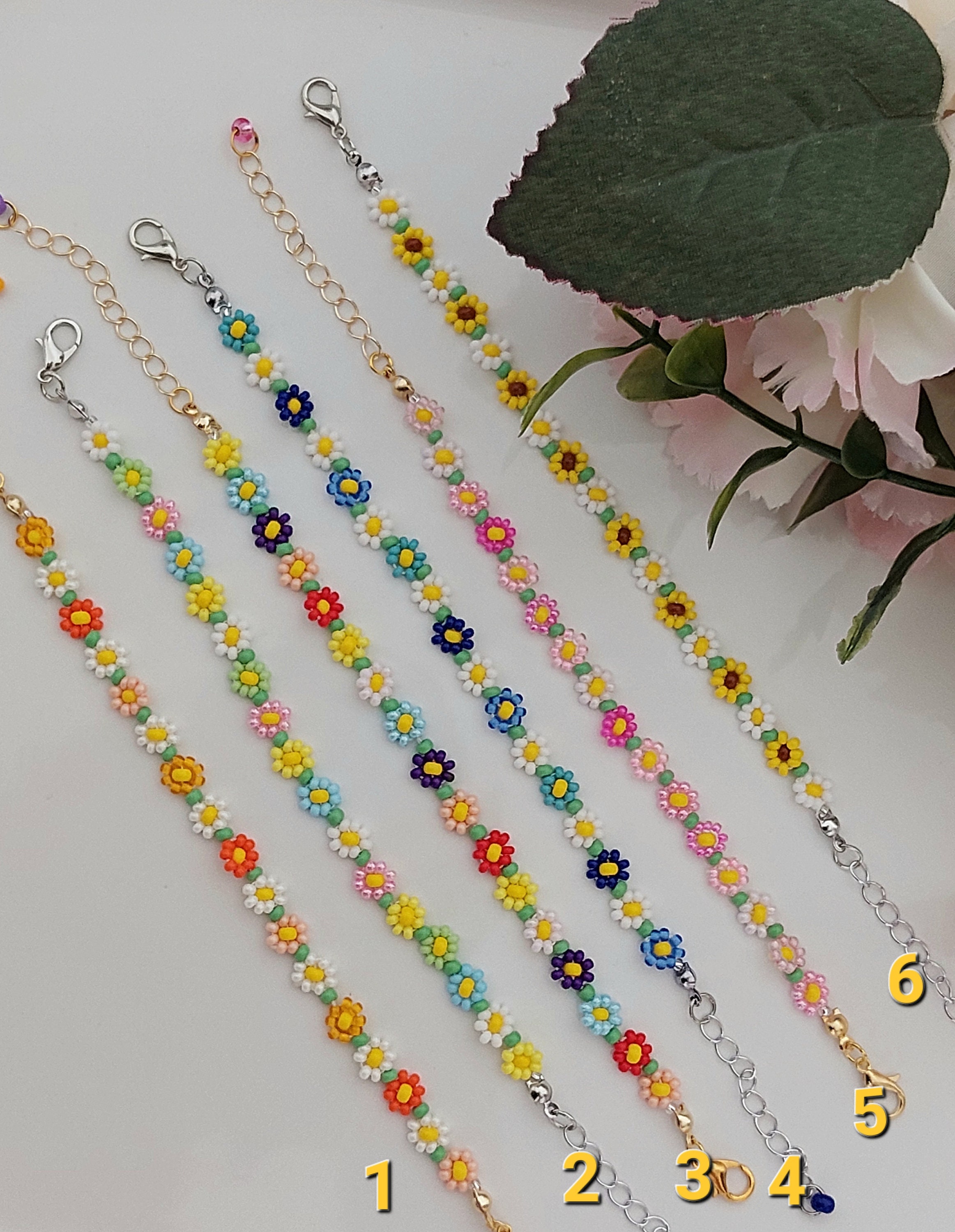 Daisy Flower Bracelet, Handmade Daisy Chain Bracelets, Beaded Daisy ...
