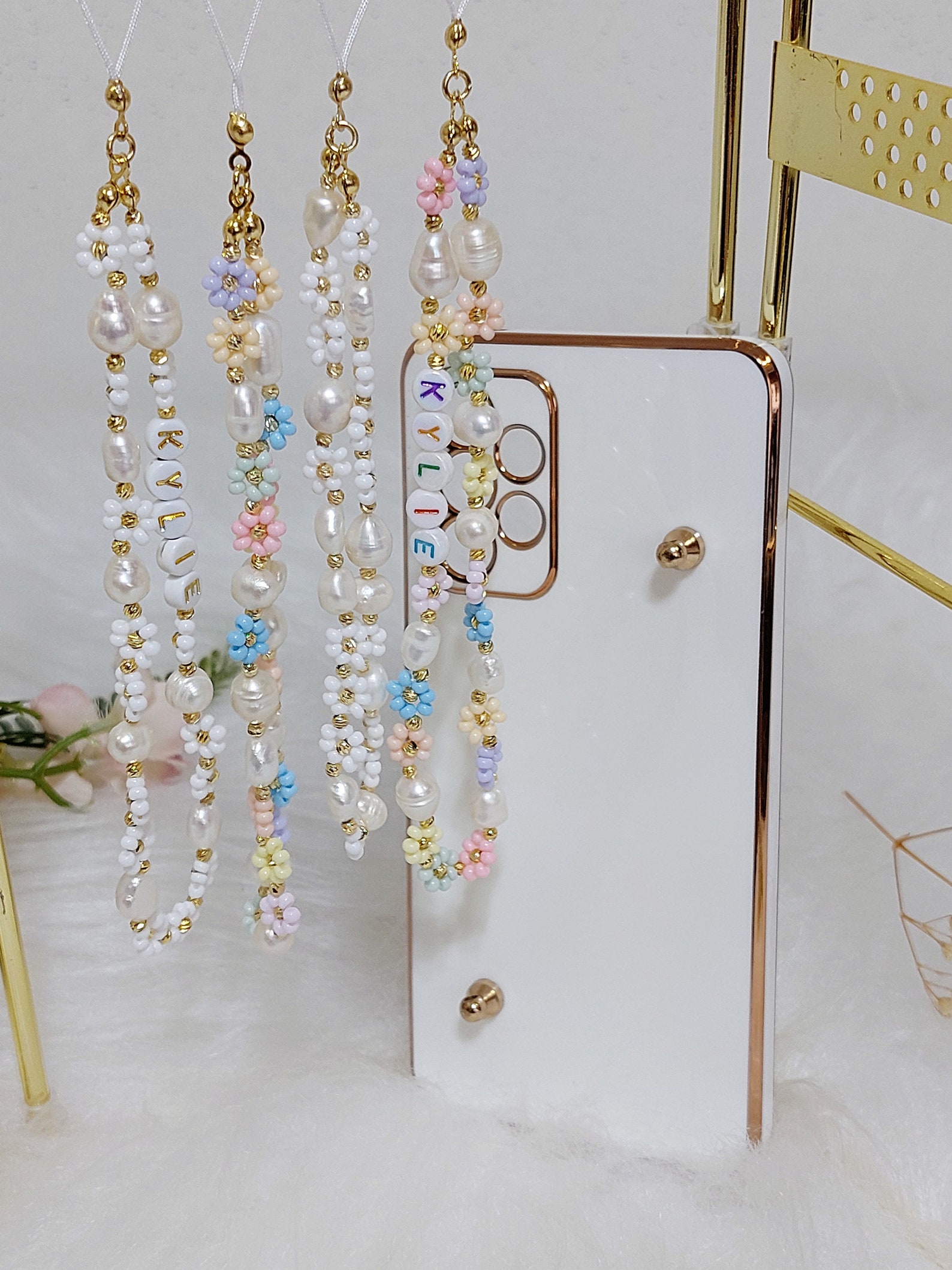 Pearl Phone Strap Daisy Phone Strap Pearl Flower Phone - Etsy