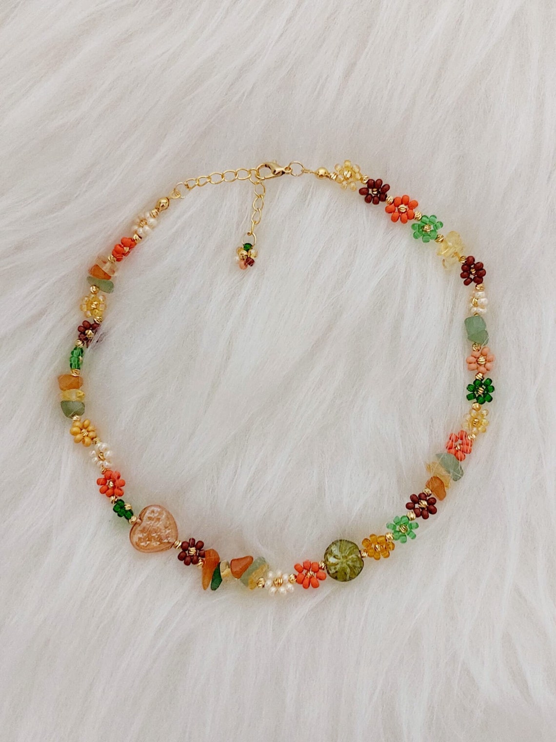 Autumn Flower Neclace, Daisy Flower Neclace, Handmade Flower Necklace ...