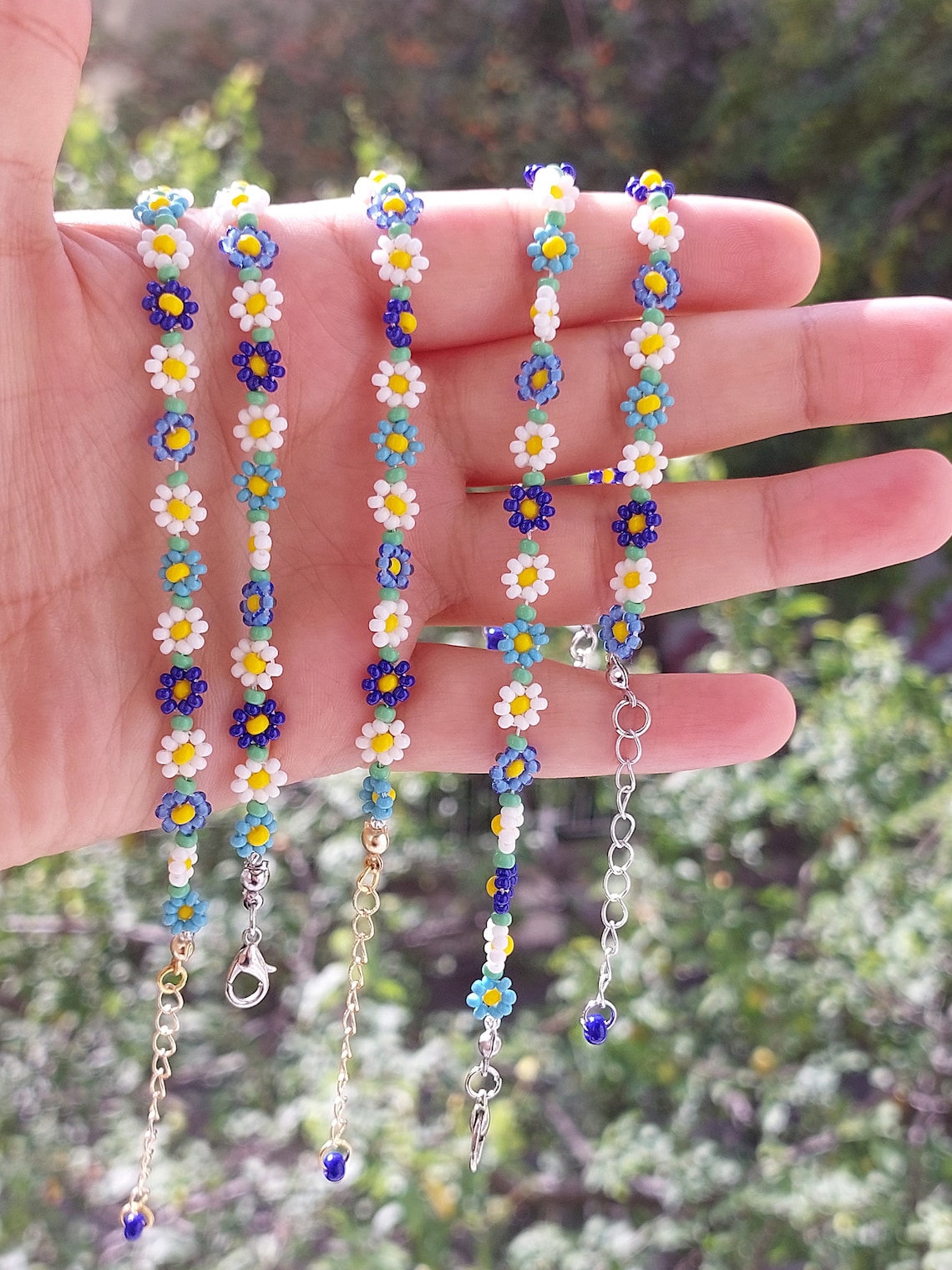 Daisy Flower Bracelet, Handmade Daisy Chain Bracelets, Beaded Daisy ...